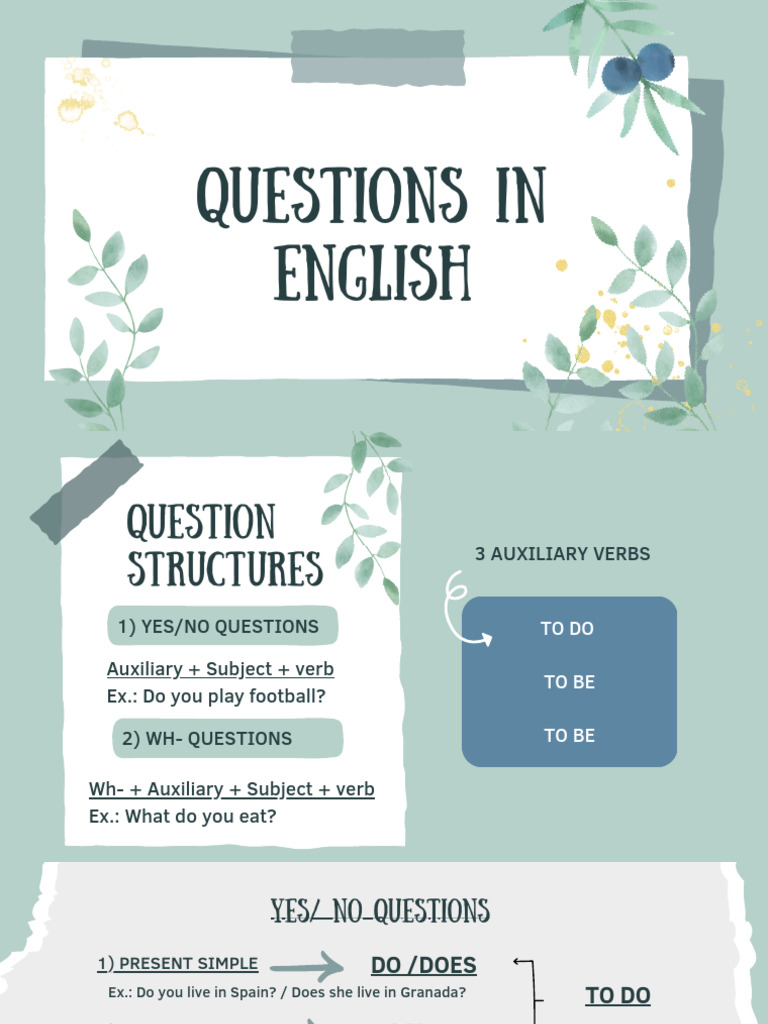 Questions Structures | PDF | Perfect (Grammar) | Languages