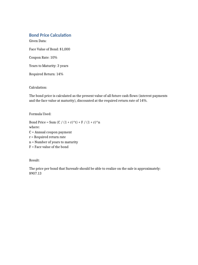 Bond Price Calculation | PDF