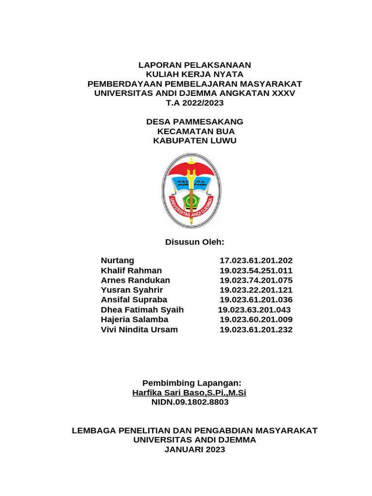 LAPORAN PELAKSANAAN AKHIR KKN Posko Pammesakang | PDF LAPORAN PELAKSANAAN AKHIR KKN Posko Pammesakang | PDF