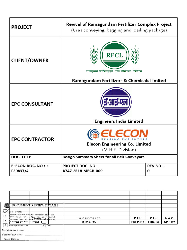 A747-2518-MECH-009 - Rev-0 Belt Convy Summary | PDF | Metrology | Volume