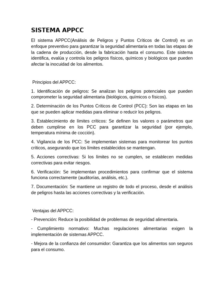 Sistema APPCC | PDF