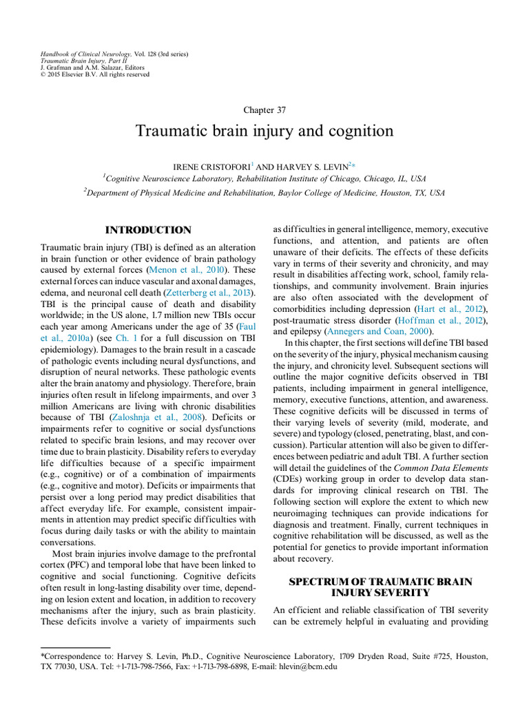 Chapter-37 TBI and Cognition | PDF | Traumatic Brain Injury | Concussion