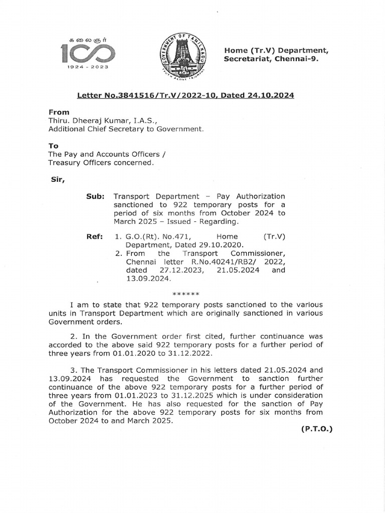 922 Temporary Post Pay Authorization | PDF