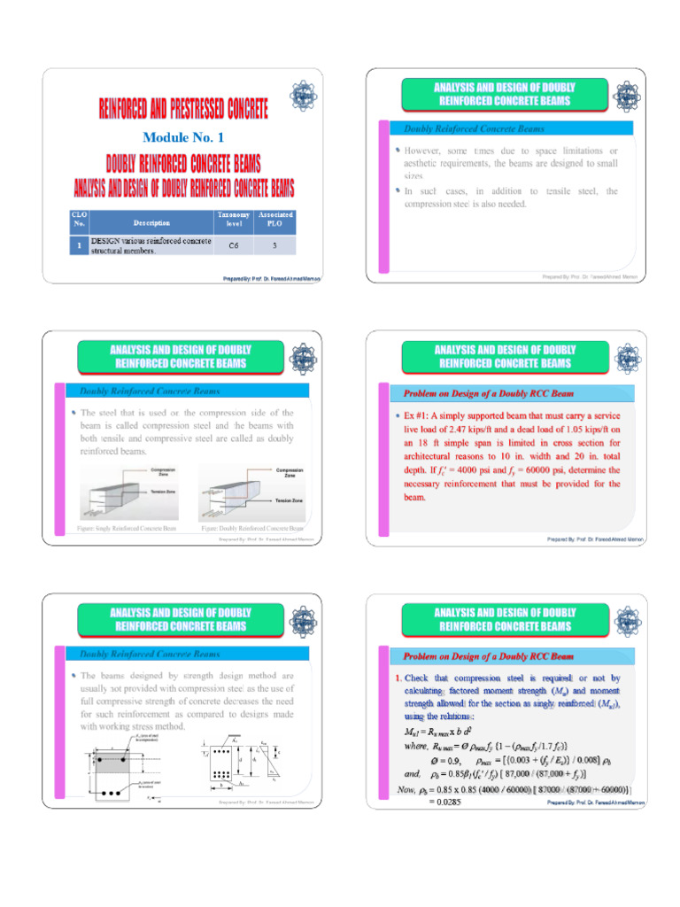 Module 1 (Analysis and Design of Doubly RCC Beams) | PDF
