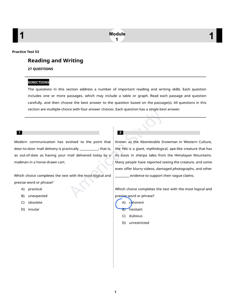 Practice Test 53 | PDF