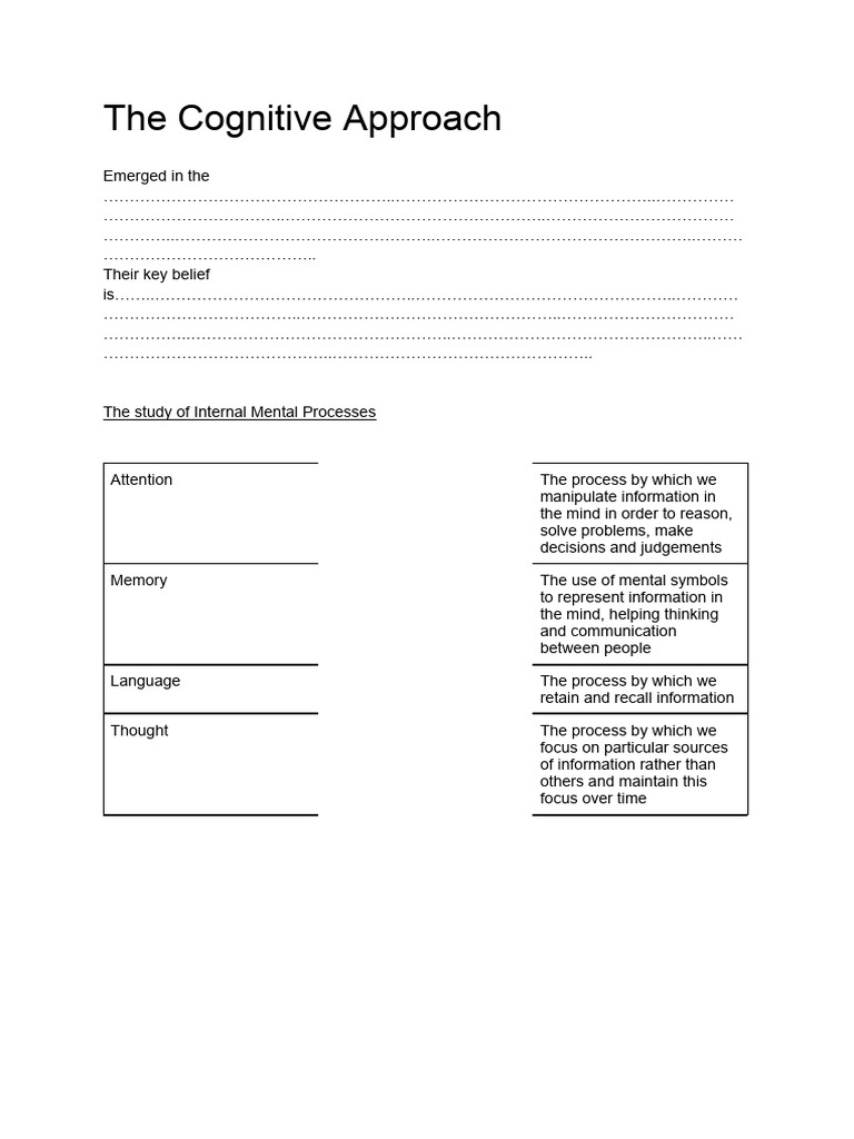 The Cognitive Approach Le | PDF
