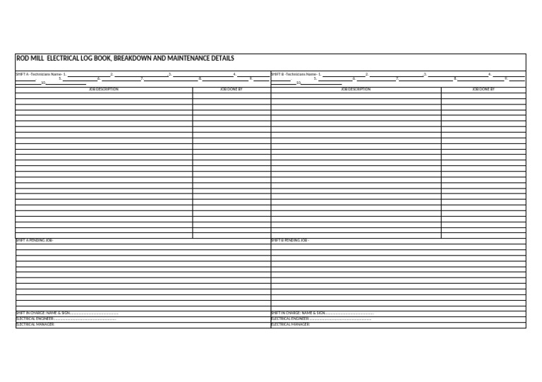 11.a3 Size - Electrical Log Book Register | PDF