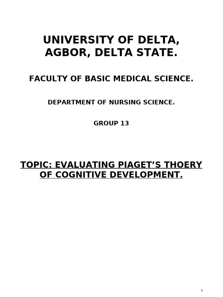 Piagets Theory and Stages of Cognitive Development | PDF | Schema ...