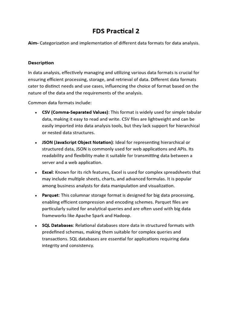 FDS Practical 2 | PDF | Comma Separated Values | Databases