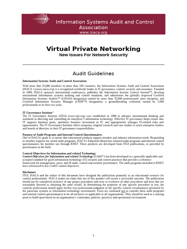 VPN Audit Guideline Aug04 | PDF | Computer Network | Computer Security