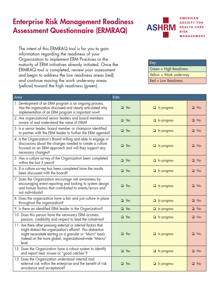 ERM Readiness Assessment Questionnaire - FINAL 1 | PDF | Performance ...