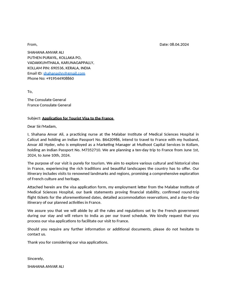 Anvar Ali Hyder Cover Letter | PDF