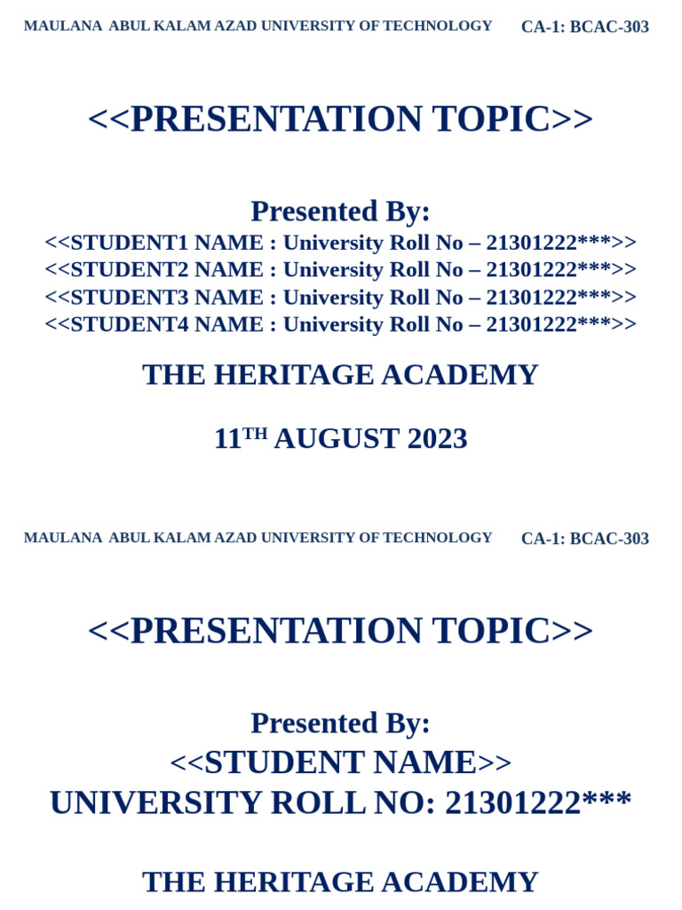 CA 1 Presentation Template - BCAC 303 | PDF