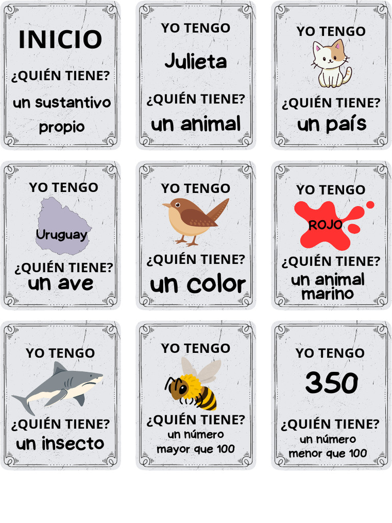 Juego "¿Quién Tiene?" Interactivo | PDF