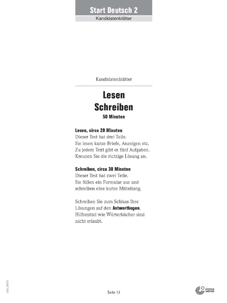 A2 Lesen Und Schreiben | PDF