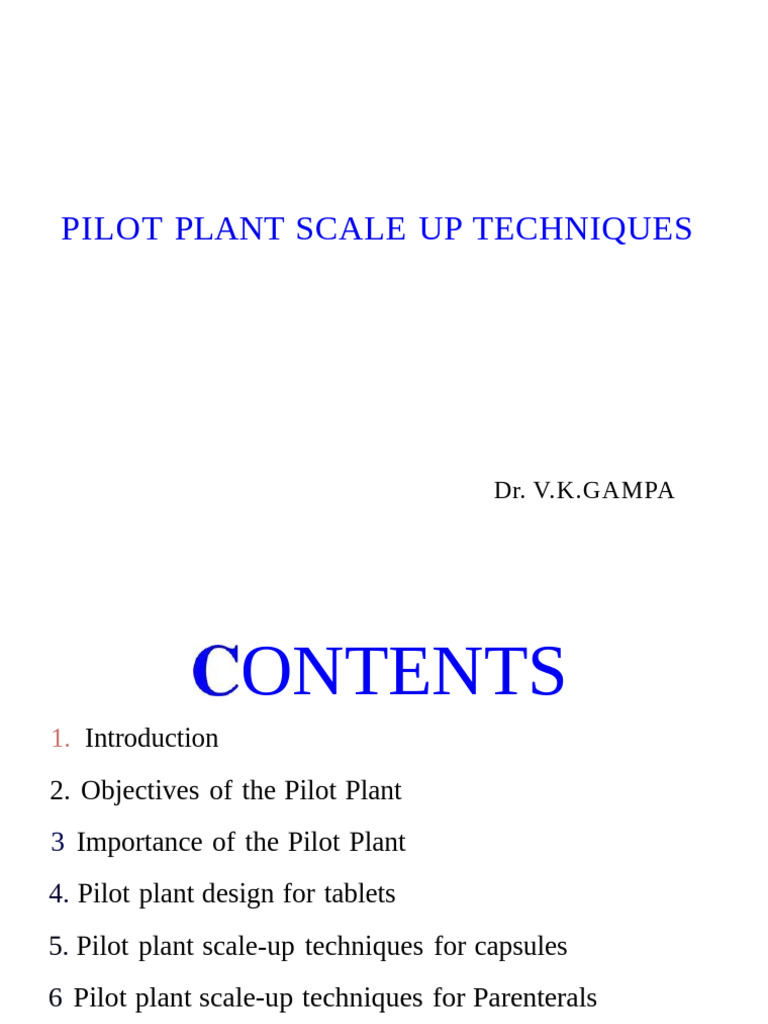 Pilot Plant Scale-Up Techniques Overview | PDF | Tablet (Pharmacy ...