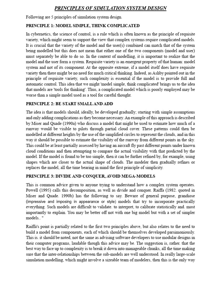 Principles of Simulation System Design | PDF | System | Data Mining