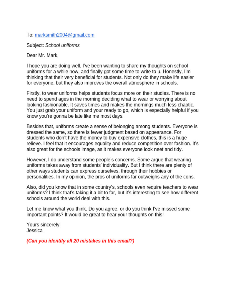 Informal Letter - Error Analysis | PDF