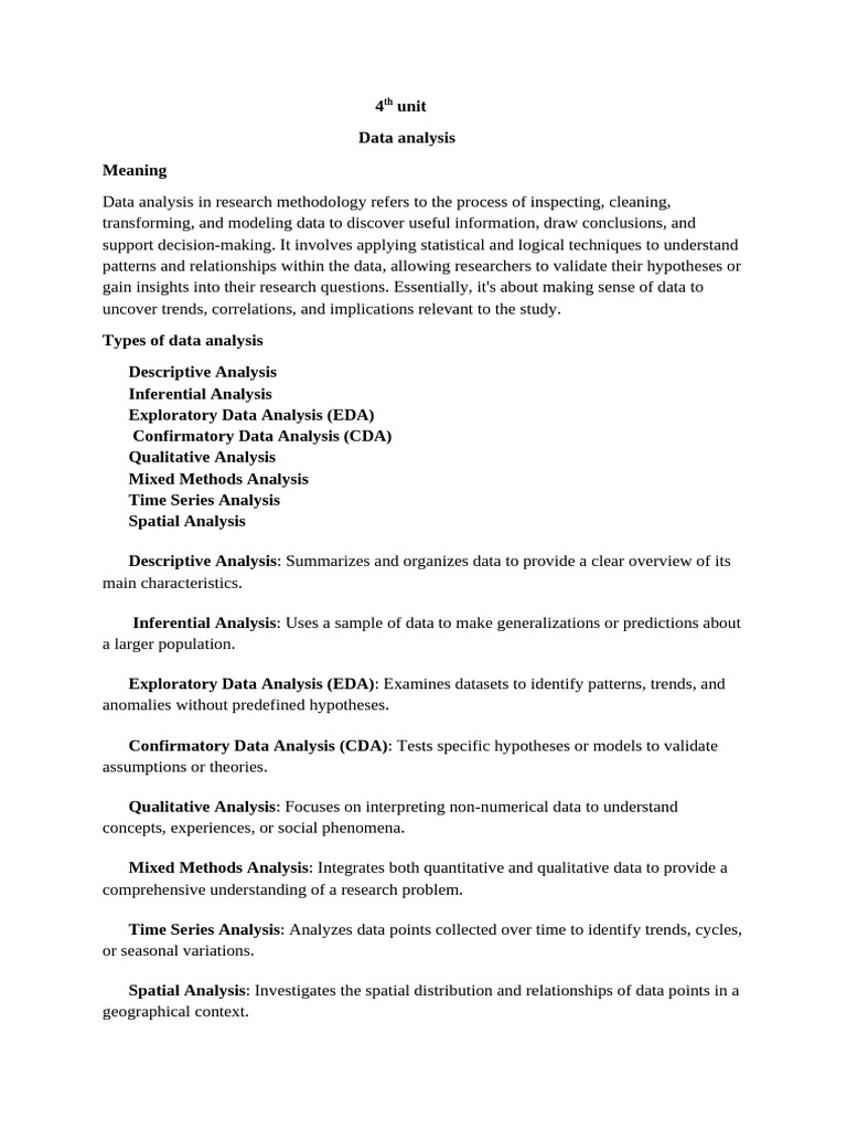 4th Unit Research Methodology 4th | PDF | Data Analysis | Statistics