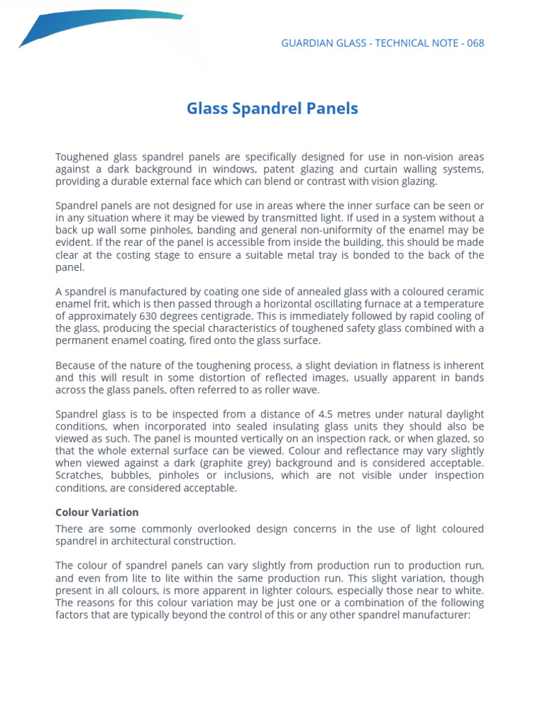 Technical Note - 068 - Glass Spandrel Panels | PDF | Glasses | Vitreous ...