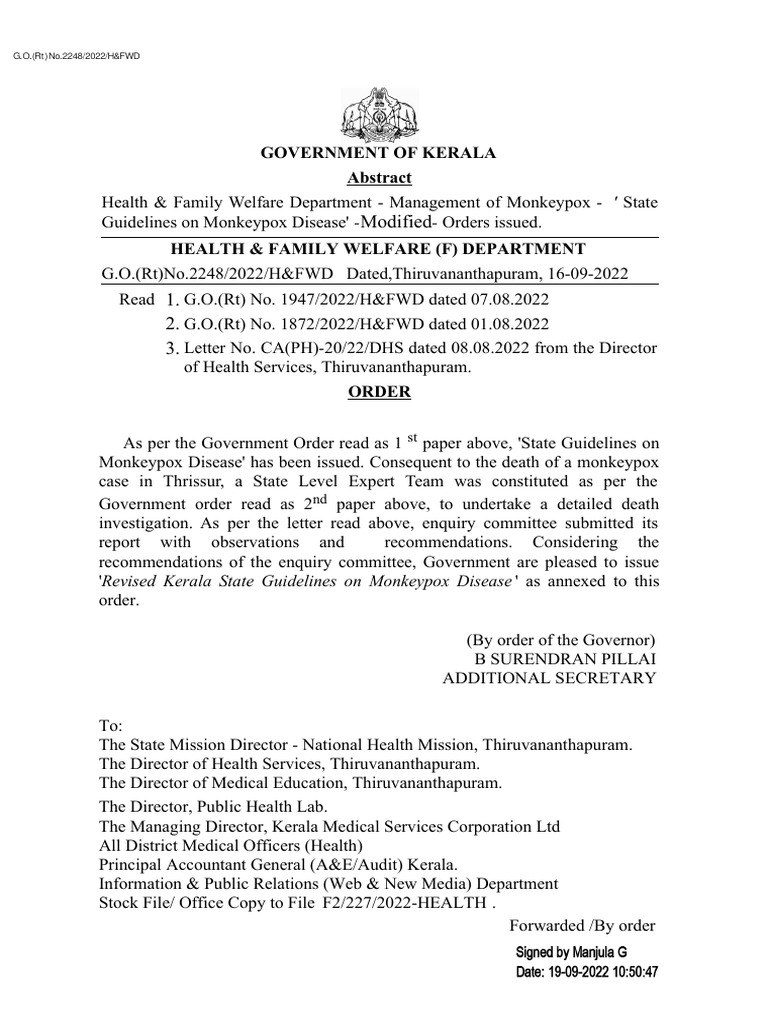 Mpox-Revised Guidelines - Kerala - 16 - 09 - 2022 | PDF | Smallpox ...