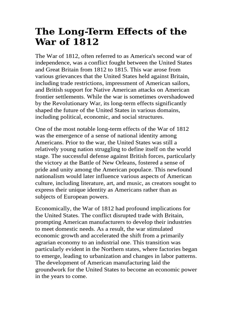 The Long Effects of 1812 | PDF | The United States | War Of 1812
