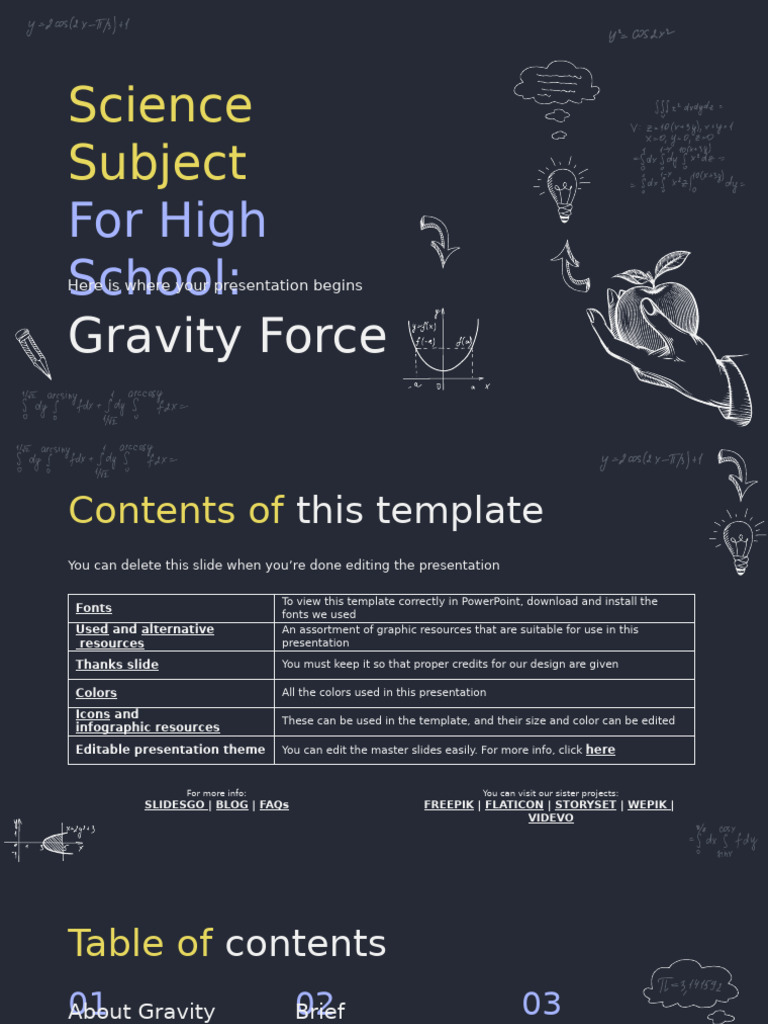 Science Subject For High School - Gravity Force by Slidesgo | PDF ...
