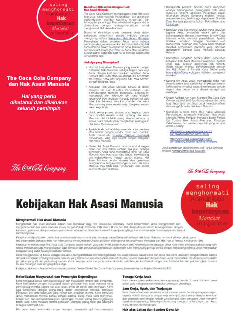 TCCC Human Rights Brochure Leaders Bahasa Indonesia | PDF