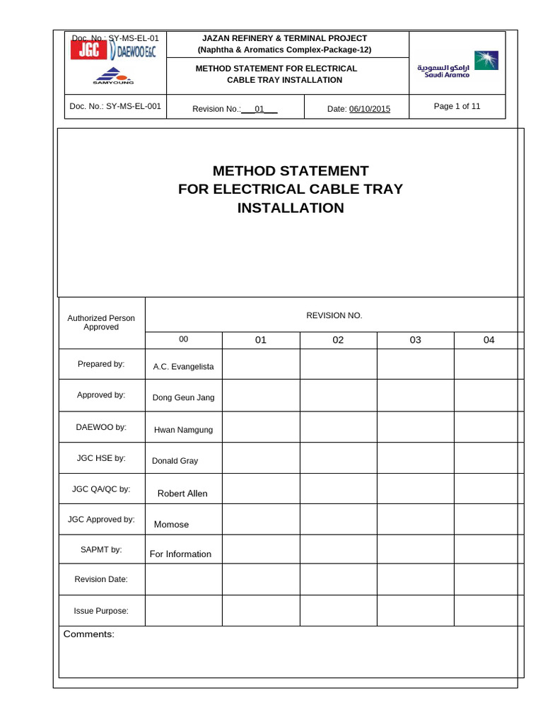 Electrical Cable Tray Installation Method | PDF | Quality Assurance | Drill