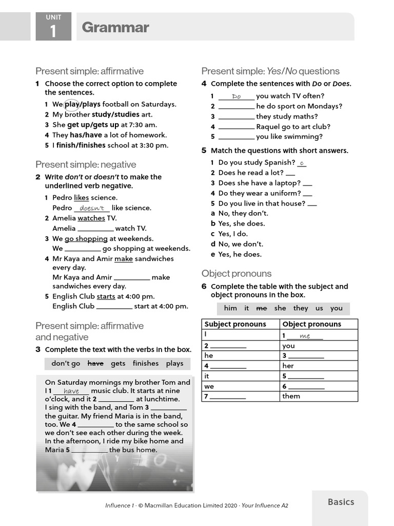 L1 A2 U1 Grammar Basics | PDF | Language Families | Languages