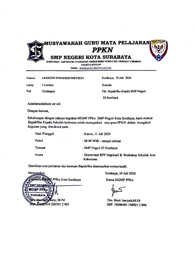 Undangan MGMP | PDF