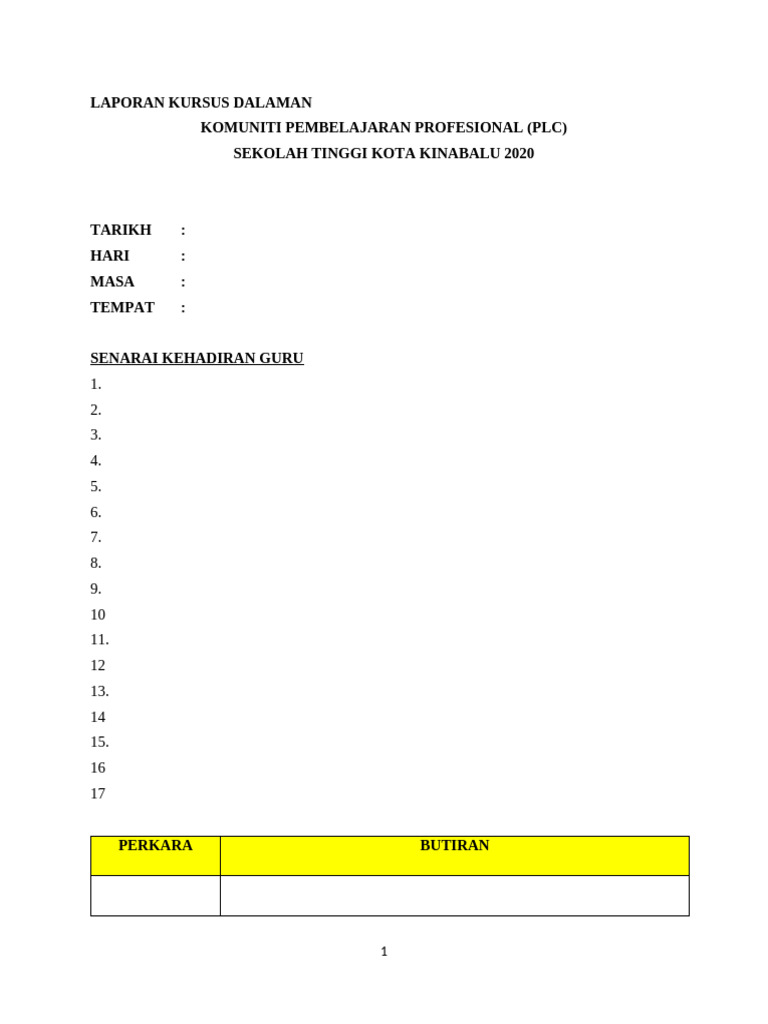 Format Laporan PLC | PDF