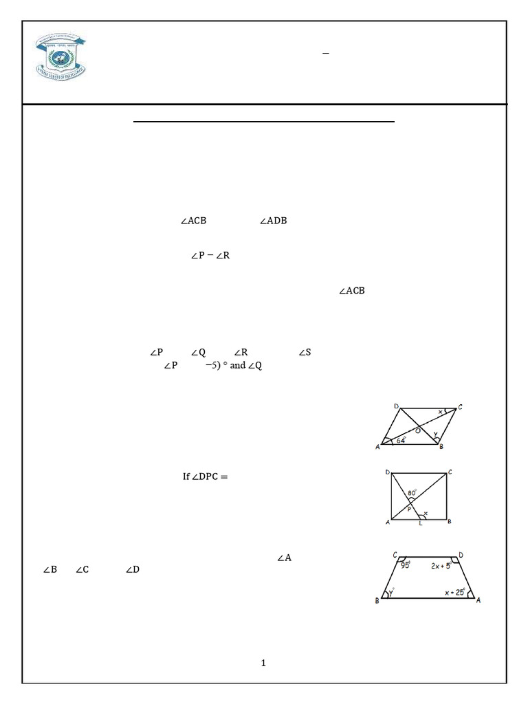 Grade 8 Mathematics Pt-2 Worksheet (Ch-3,7,9) | PDF | Area | Volume