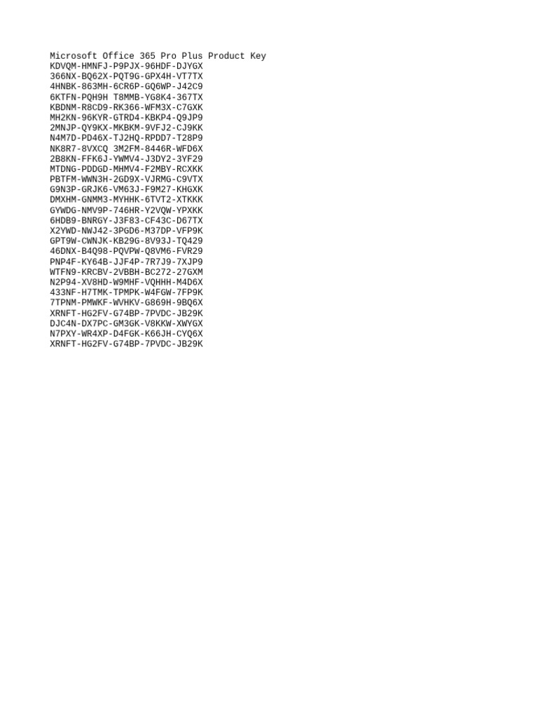 Serial Microsoft Office 365 Pro Plus Product Key | PDF
