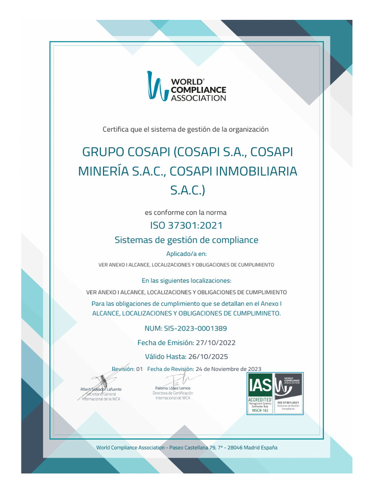 SIS-2023-0001389 - ES - GRUPO COSAPI - 37301 v1 | PDF | Regulación ...