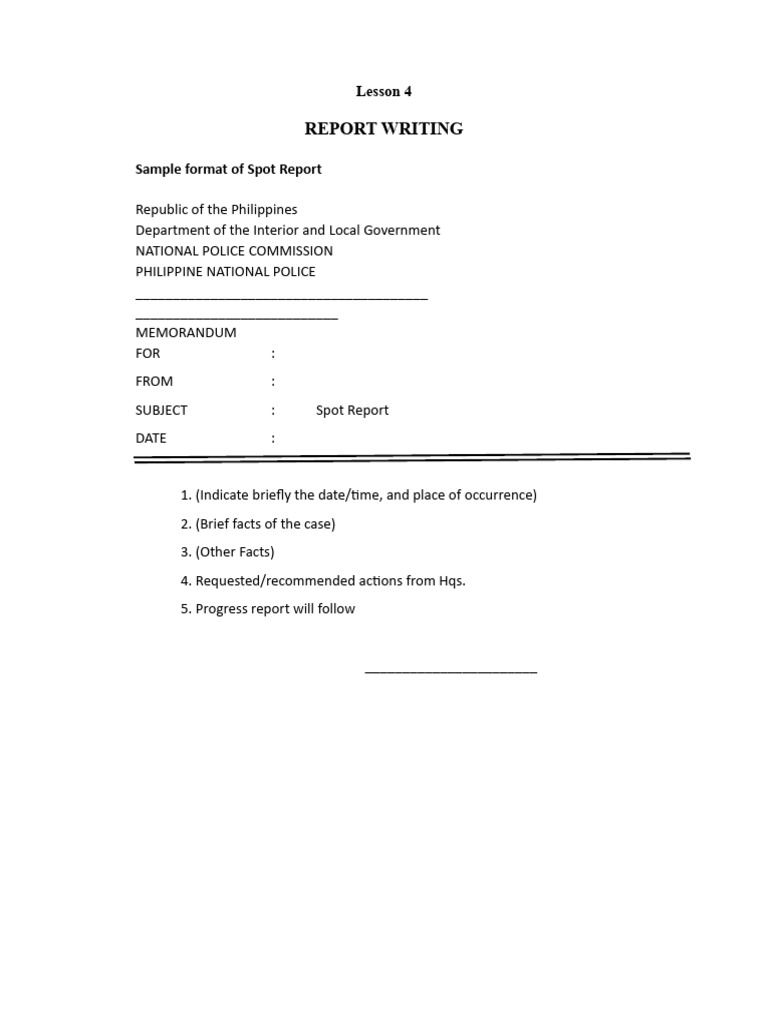 Lesson 4 Sample Format | PDF | Memorandum | Law Enforcement