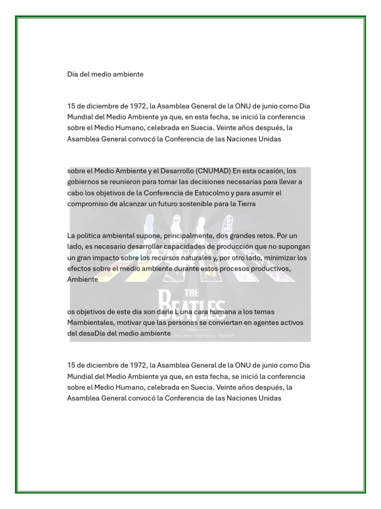 Día Mundial Del Medio Ambiente Historia Y Objetivos Pdf