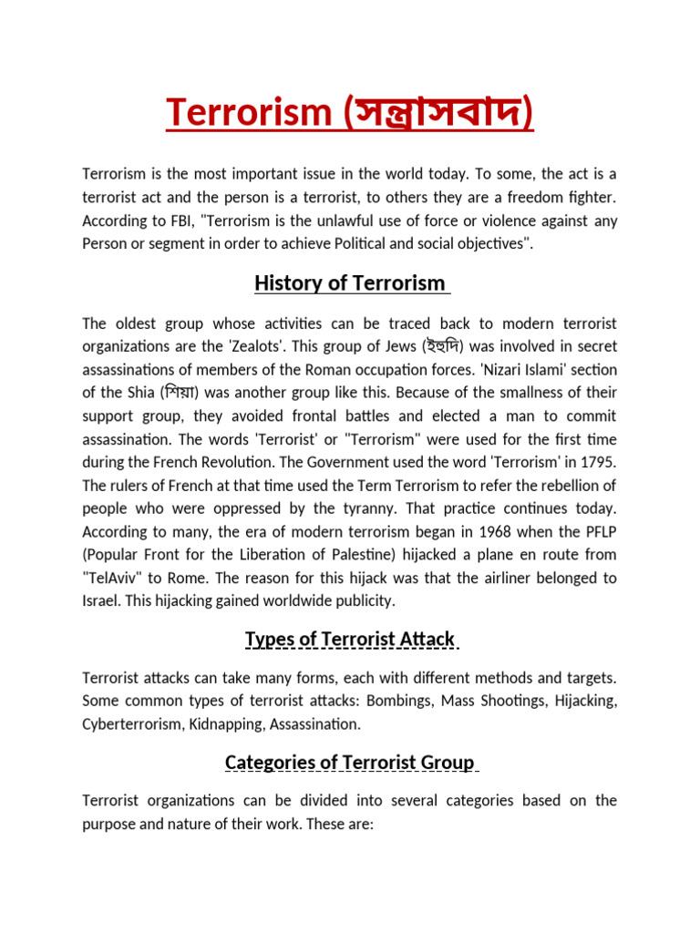 History And Types Of Terrorism Pdf Popular Front For The Liberation