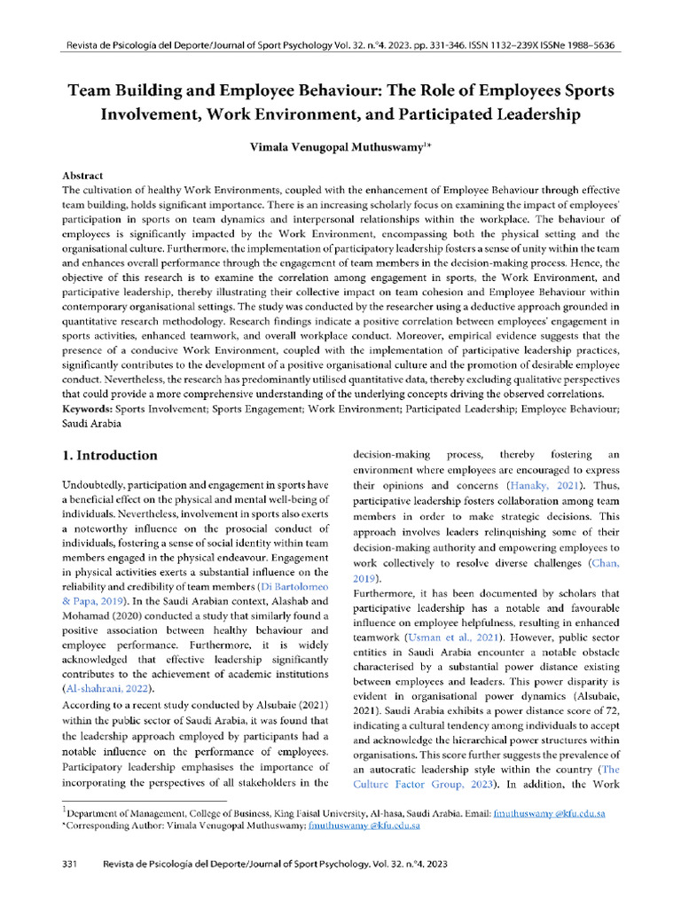 View of Team Building and Employee Behaviour - The Role of Employees ...