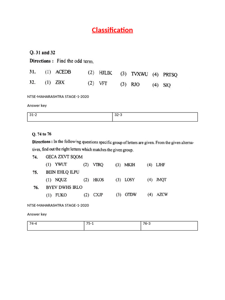 Classification Verbal | PDF