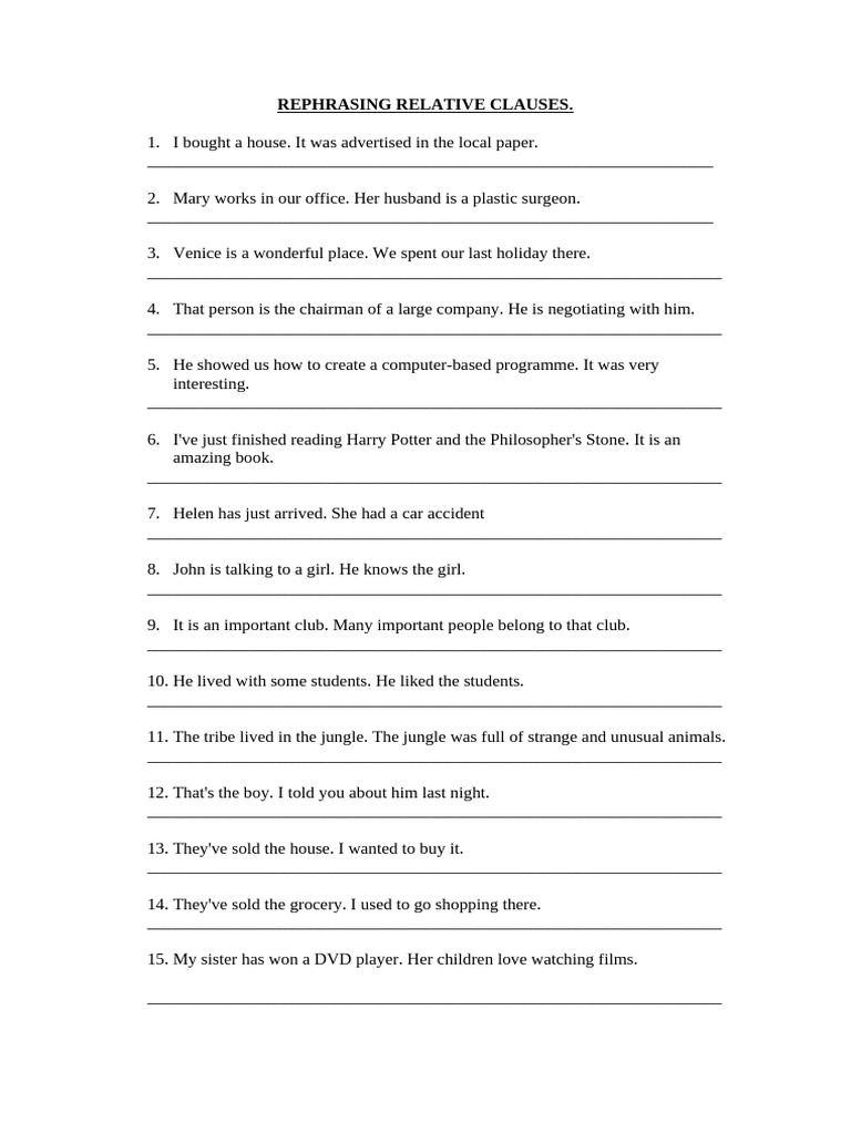 Rephrasing Relative Clauses | PDF