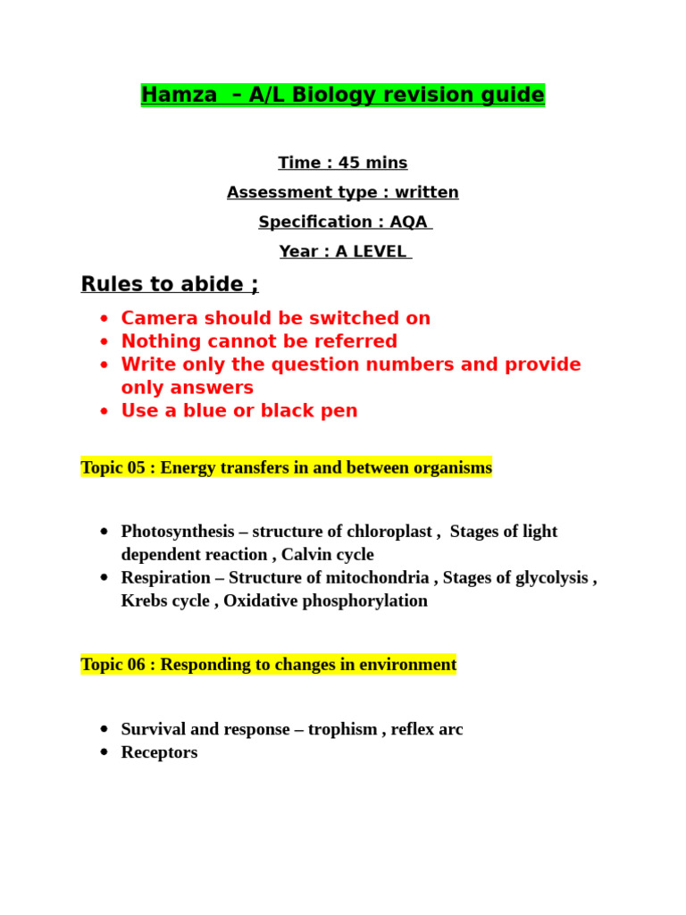 Hamza Al Revision Guide | PDF