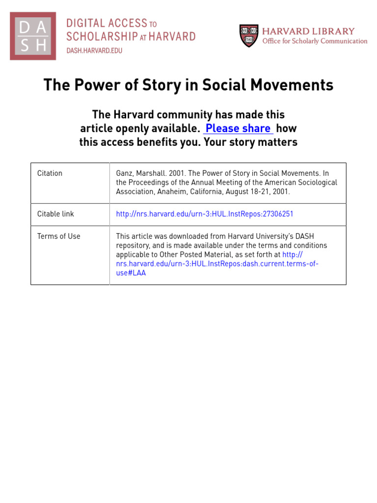 Power of Story in Social Movements Ganz | PDF