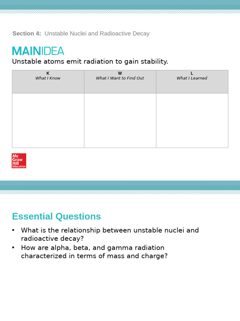 Classroom Presentation Toolkit Unstable Nuclei and Radioactive Decay ...