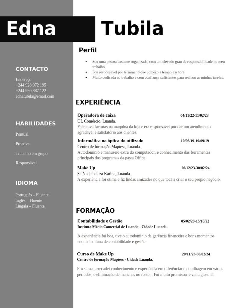 Edna Tubila - CV | PDF