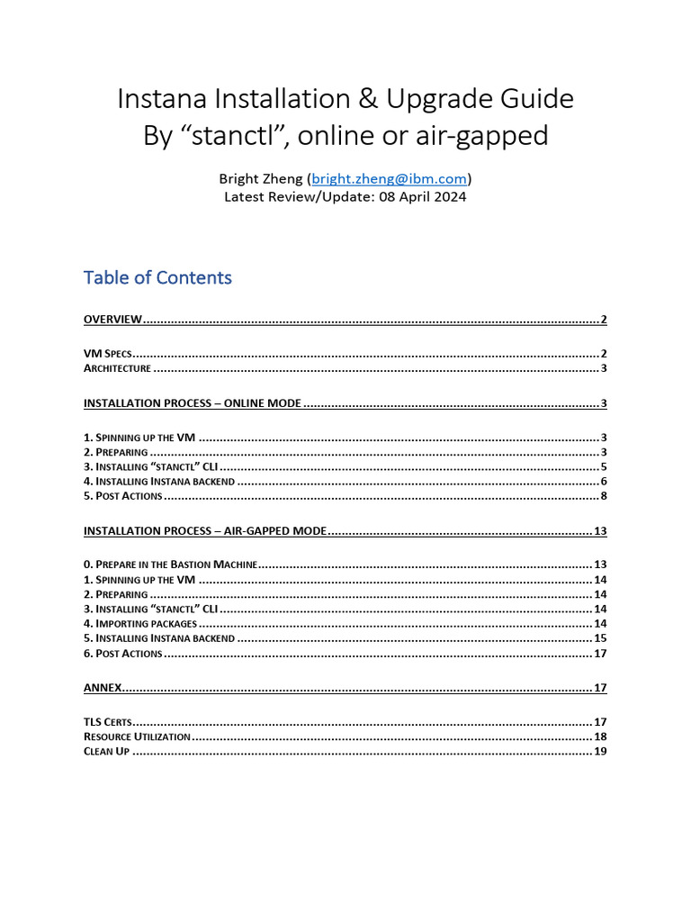 Instana Install & Upgrade Guide Single VM Setup by Stanctl | PDF | Command Line Interface ...