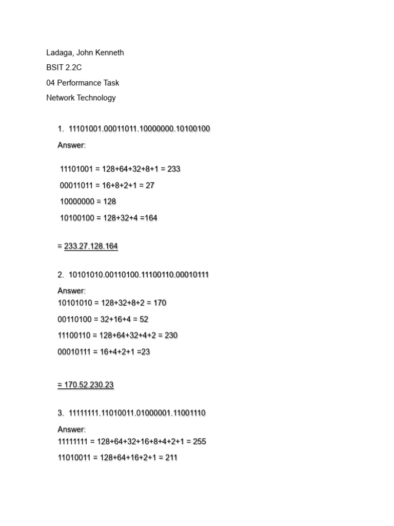 Network Technology Performance Task 04 | PDF