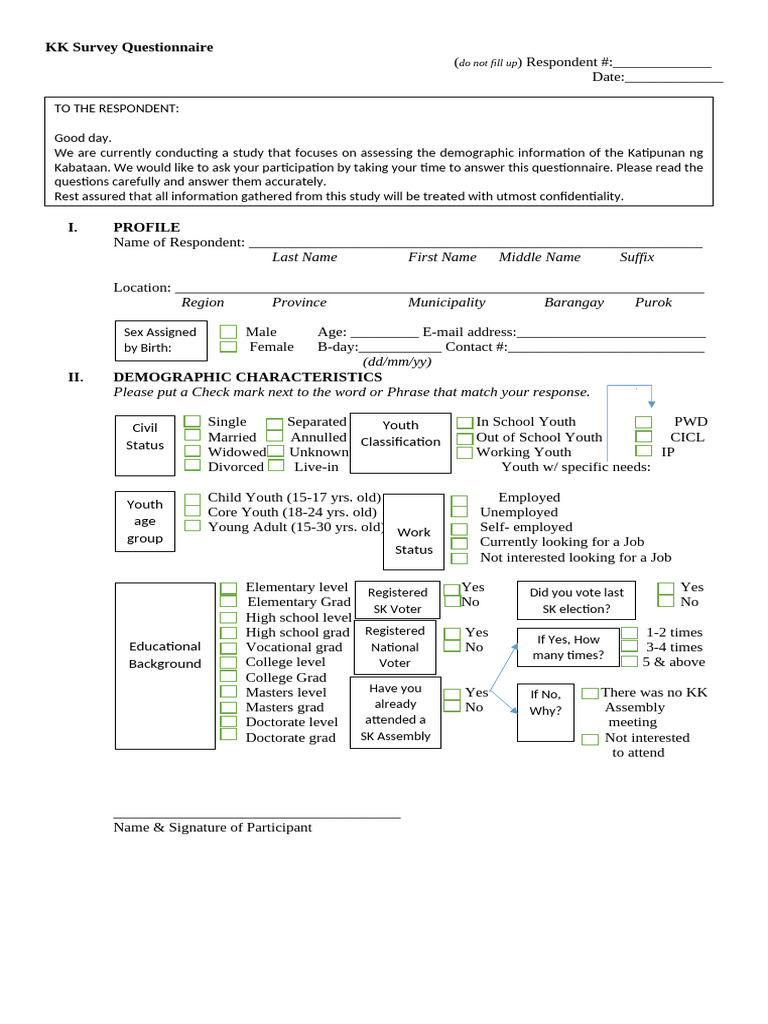 KK Survey Questionaire | PDF | Questionnaire