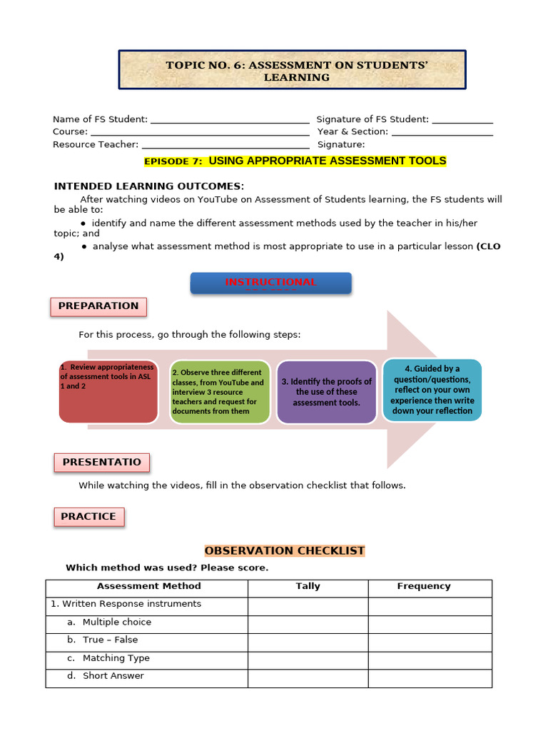Effective Assessment Tools in ASL | PDF | Teaching | Education Theory