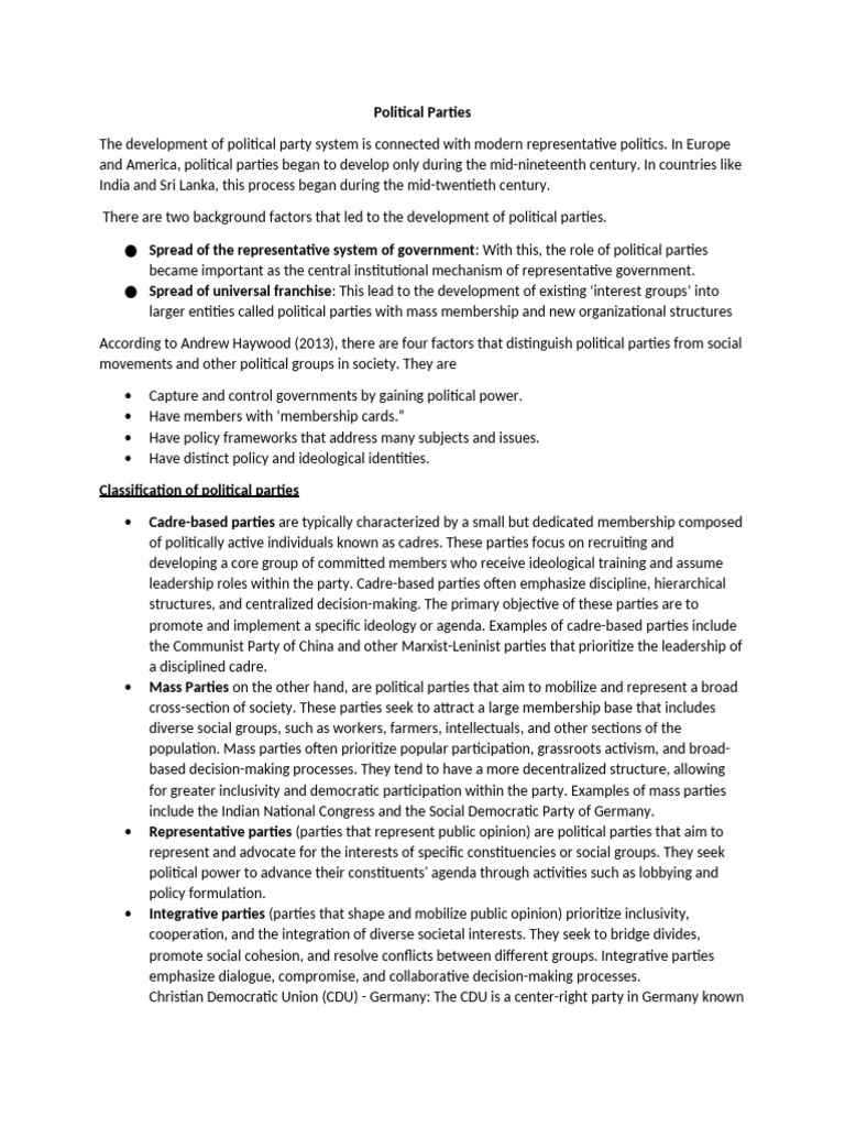 Political Institutions-1 | PDF | Civil Society | Political Parties